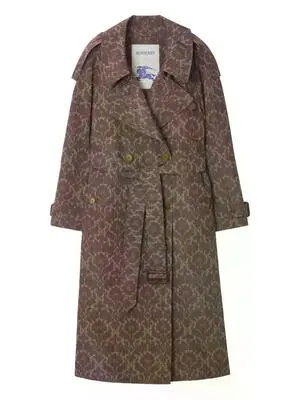 Burberry Long Baroque Print Viscose Blend Trench Coat
