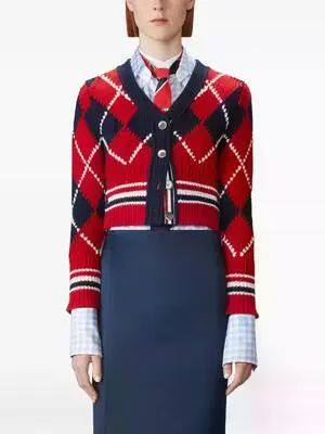 Thom Browne Argyle Merino Wool Cardigan