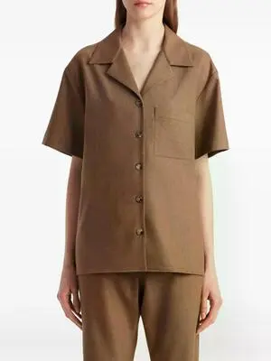 Khaite Short-sleeve Shirt With Chest Pocket - Brown