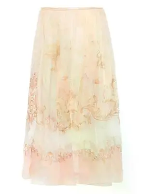 Zimmermann Silk Pleated Maxi Skirt - Neutrals