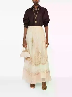 Zimmermann Silk Pleated Maxi Skirt