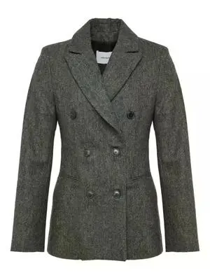 YVES SALOMON Double-breasted Fitted Jacket - Grey