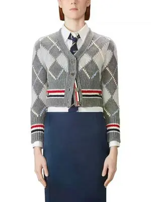 Thom Browne Argyle Intarsia Merino Wool Cardigan