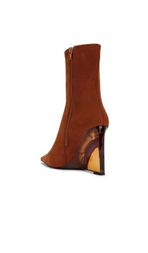 Jeffrey Campbell Beth-ann Faux Suede Ankle Boots With Acrylic Wedge - Rust