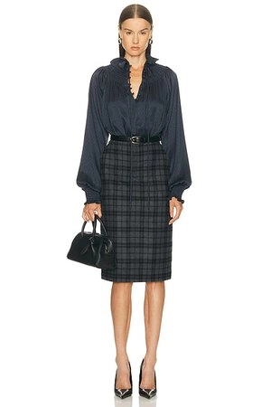 Burberry Long Sleeve Silk Blouse