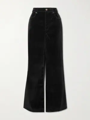 La DoubleJ Cotton-velvet Wide-leg Trousers - Black