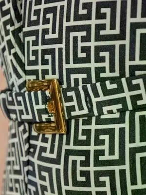 Balmain Geometric Print Halterneck Swimsuit With Gold-tone Buckle