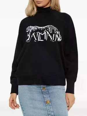 Balmain Graphic Print High Neck Long Sleeve Sweater