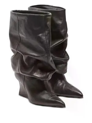 Balmain Slouchy Wedge Ankle Boots - Black