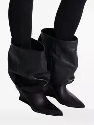 Balmain Slouchy Wedge Ankle Boots - Black