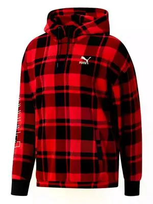 PUMA Check-pattern Hoodie - Red
