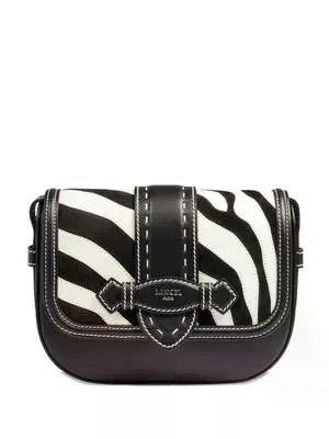 LANCEL Sienna Zebra-print Flap Bag - Black