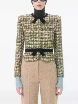 Valentino Garavani Tweed Jacket With Velvet Bow Detail - Neutrals