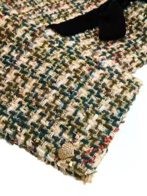 Valentino Garavani Tweed Jacket With Velvet Bow Detail - Neutrals
