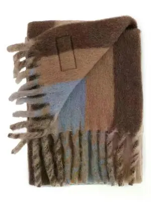 AMI Paris Striped Fringed Scarf