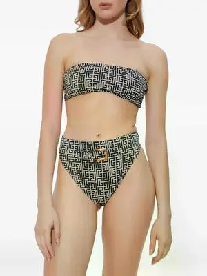 Balmain Geometric Print Belted Bikini