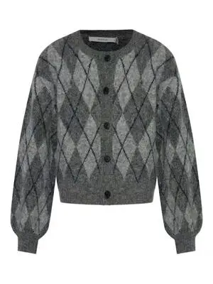 GESTUZ Argyle Check Cardigan