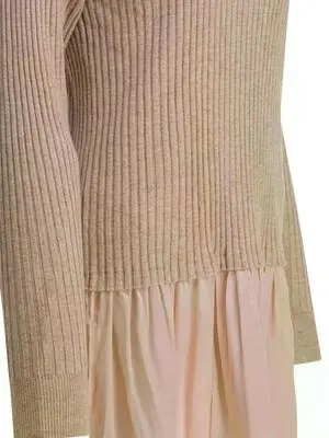 Max & Moi Ribbed Knit Roll Neck Dress With Gathered Skirt - Neutrals