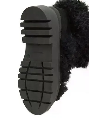 YVES SALOMON Shearling Trim Platform Boots - Black