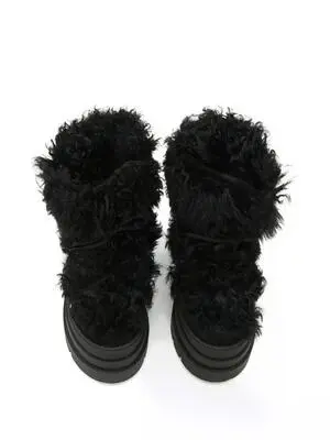 YVES SALOMON Shearling Trim Platform Boots - Black
