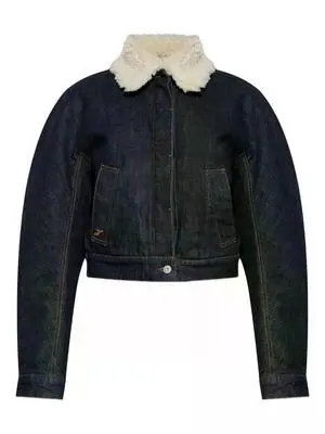 Jacquemus Ovalo De Nîmes Denim Bomber Jacket With Shearling Collar - Blue