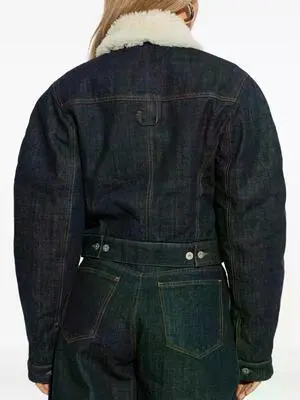 Jacquemus Ovalo De Nîmes Denim Bomber Jacket With Shearling Collar