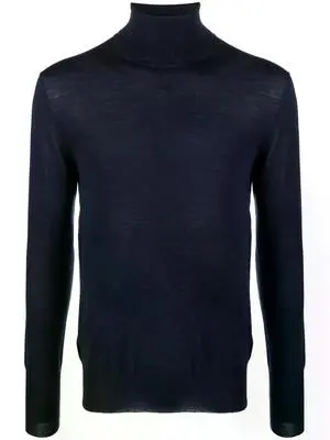 PT TORINO Virgin Wool Roll Neck Jumper - Blue