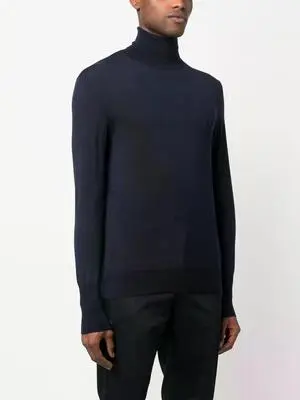 PT TORINO Virgin Wool Roll Neck Jumper - Blue