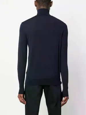 PT TORINO Virgin Wool Roll Neck Jumper - Blue