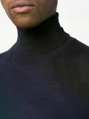 PT TORINO Virgin Wool Roll Neck Jumper - Blue