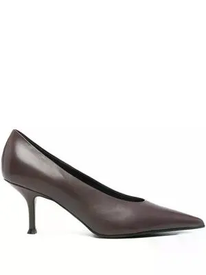 LELLA BALDI 75mm Leather Pointed Toe Pumps - Red