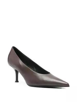 LELLA BALDI 75mm Leather Pointed Toe Pumps - Red