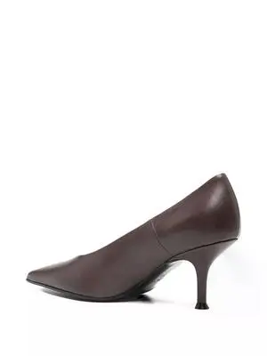 LELLA BALDI 75mm Leather Pointed Toe Pumps - Red