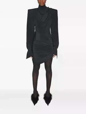 MUGLER Draped Detail High-neck Mini Dress
