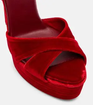 AQUAZZURA Divine 130 Velvet Platform Sandals