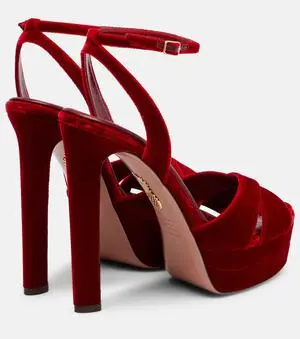 AQUAZZURA Divine 130 Velvet Platform Sandals