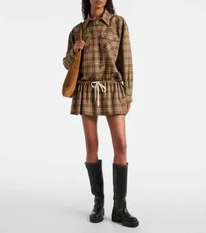 Miu Miu Plaid Virgin Wool Mini Skirt