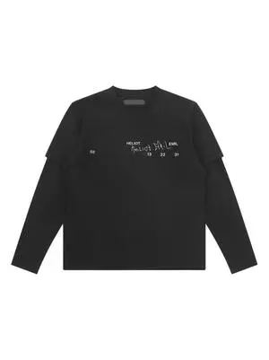HELIOT EMIL Graphic-print Cotton Double-layer T-shirt - Black