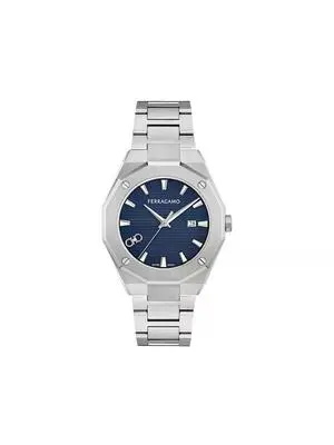 FERRAGAMO Octagonal Case Watch With Stainless Steel Bracelet - Silver