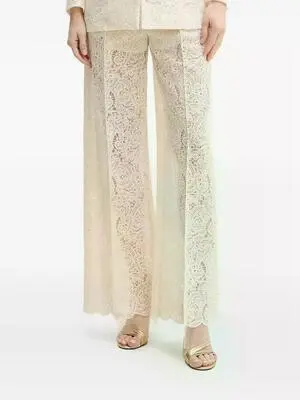 SIMONA CORSELLINI Floral Lace Pleated Trousers - Neutrals