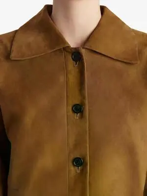 Khaite Sue Suede Cropped Jacket - Brown