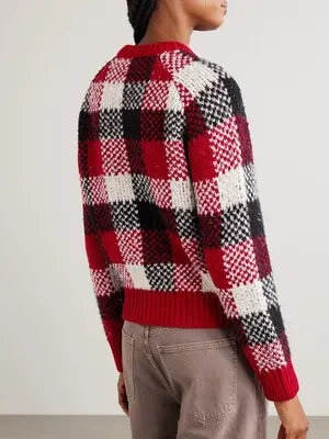 Guest In Residence Checked Wool-blend Cardigan - Red
