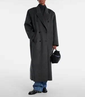 THE FRANKIE SHOP Gaia Double-breasted Wool-blend Coat - Grey