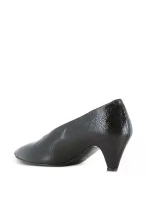 DEL CARLO Crackle Effect Leather Pointed Toe Cone Heel Pumps