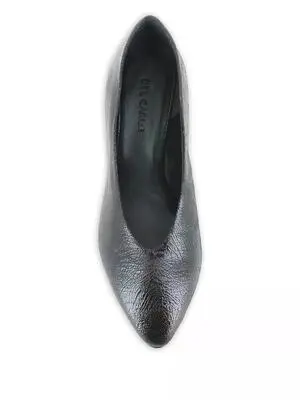 DEL CARLO Crackle Effect Leather Pointed Toe Cone Heel Pumps