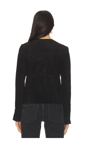 FRAME The Saddle Jacket In Calf Leather With Fringe Detail