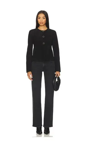 FRAME The Saddle Jacket In Calf Leather With Fringe Detail