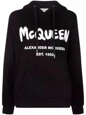 Alexander McQueen Logo-print Cotton Hoodie - Black