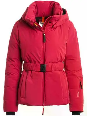 PARAJUMPERS Logo-patch Hooded Belted Jacket - Red