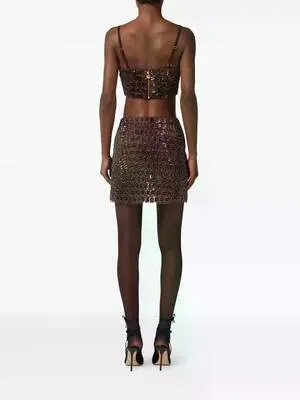 Elisabetta Franchi Crocodile-effect Embroidered Mini Skirt